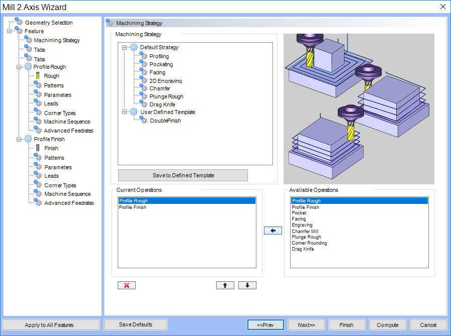 The Mill 2 Axis Wizard Machining Strategy